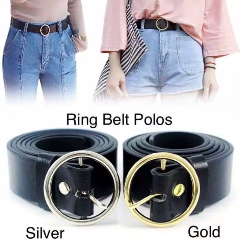 Korean Ring Belt Gray Color Korean Women's Belt Circle Model | Shopee ...