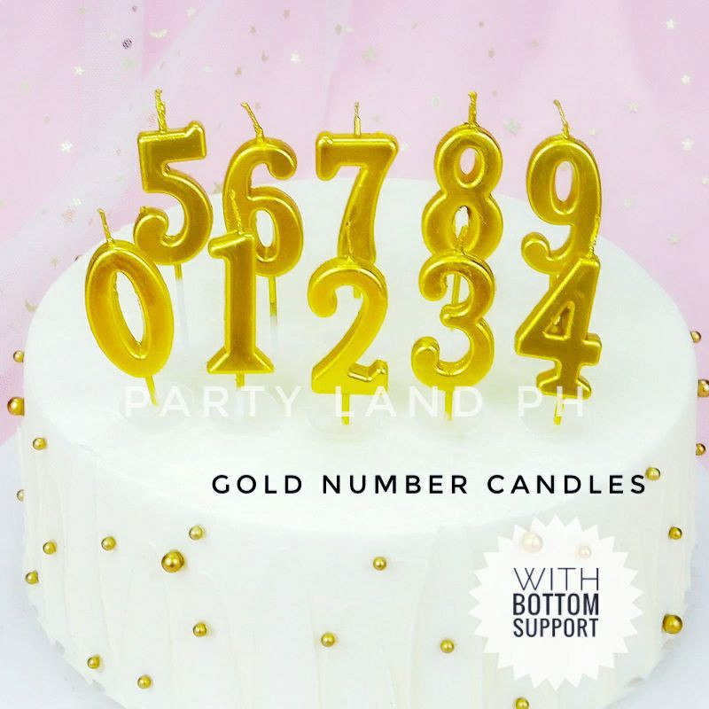 Number Birthday Candle Gold Cake Topper Party Decoration | Shopee ...