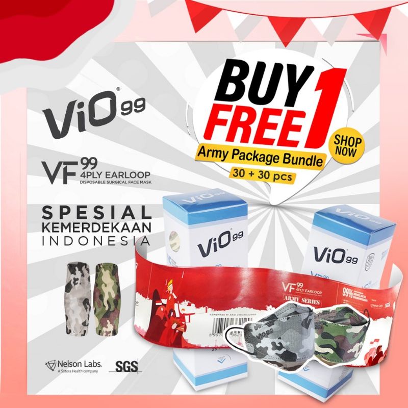 HIJAU BUY 1 GET 1 FREE KF94 MASK FOR ADULTS WITH ARMY, TNI, ABRI, SEA ...