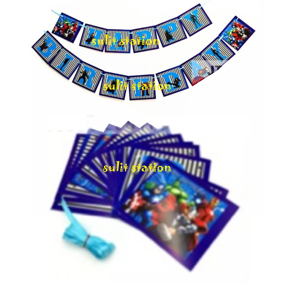 SUPER HERO AVENGERS THEMED PARTY LETTER HAPPY BIRTHDAY BANNER ...