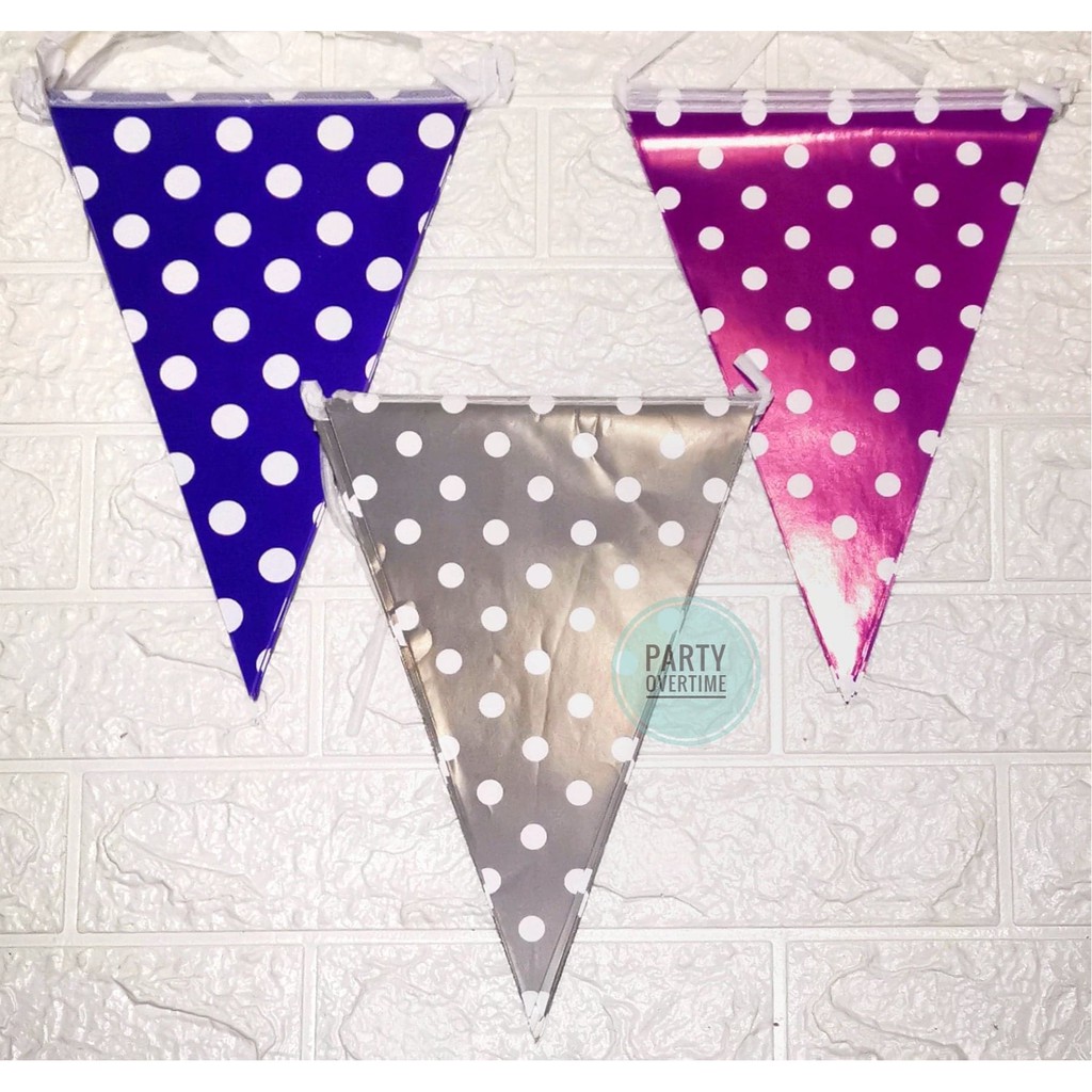 Polka Dots design Triangle Banderitas Flag Banner Birthday Christening ...