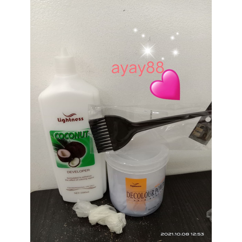 HAIR BLEACHING SET w FREE GLOVES and TINT BRUSH(Bleaching powder 500g ...