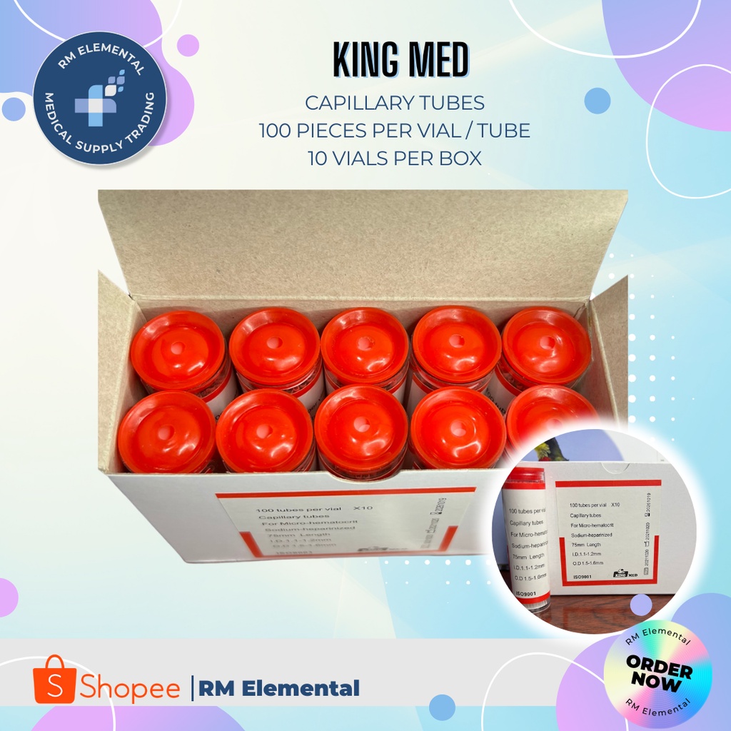[ BOX ] Capillary Tube | King Med 100 pcs per vial, 10 vials PER BOX ...