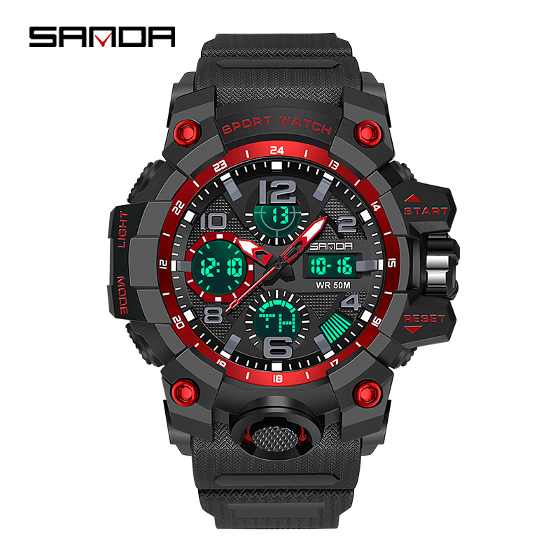 【Sanda Official】Men Watch Sports Waterproof Watch Digital Quartz Super ...
