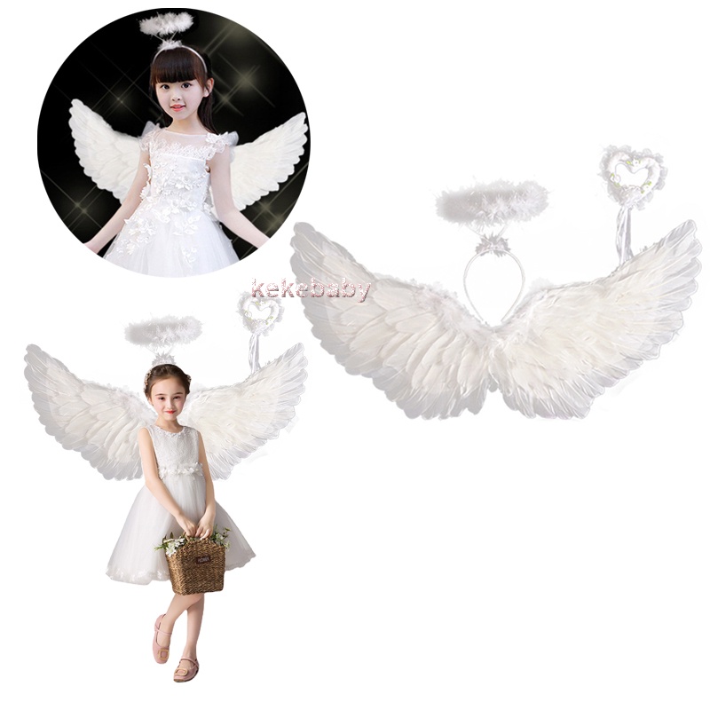 Kids Baby Costume White Wings for Angel Princess Dress Up Props Feather ...
