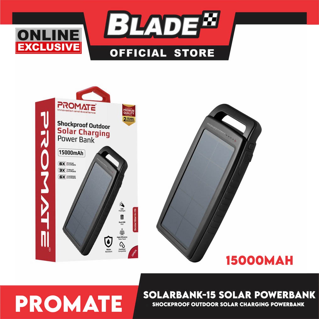 Promate Solar Charging Power Bank Shockproof Outdoor SolarBank-15 ...