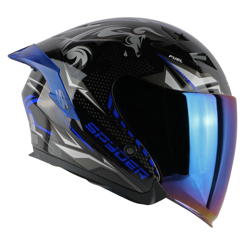 Spyder Open Face Helmet with Dual Visor FUEL GD S2 RAGE- (Free Clear ...