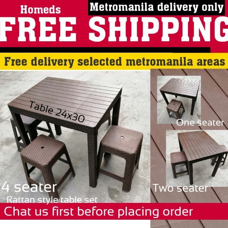 rattan table set with stool chairs Freeship metromanila | Shopee ...