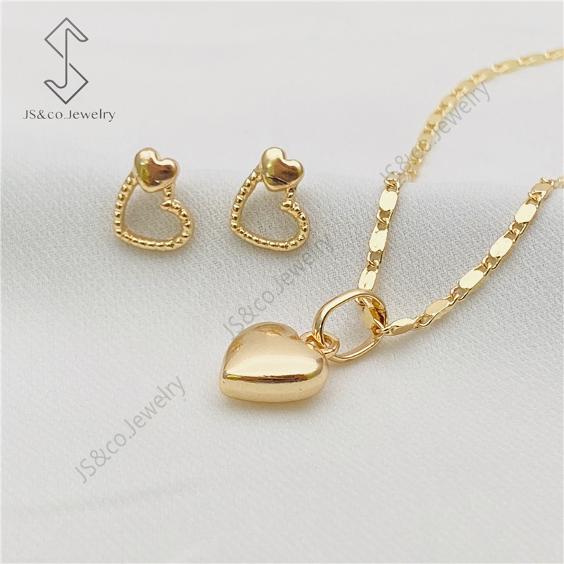 JS&CO jewelry 18K Bangkok Gold Heart Jewelry set Necklace Earrings set ...