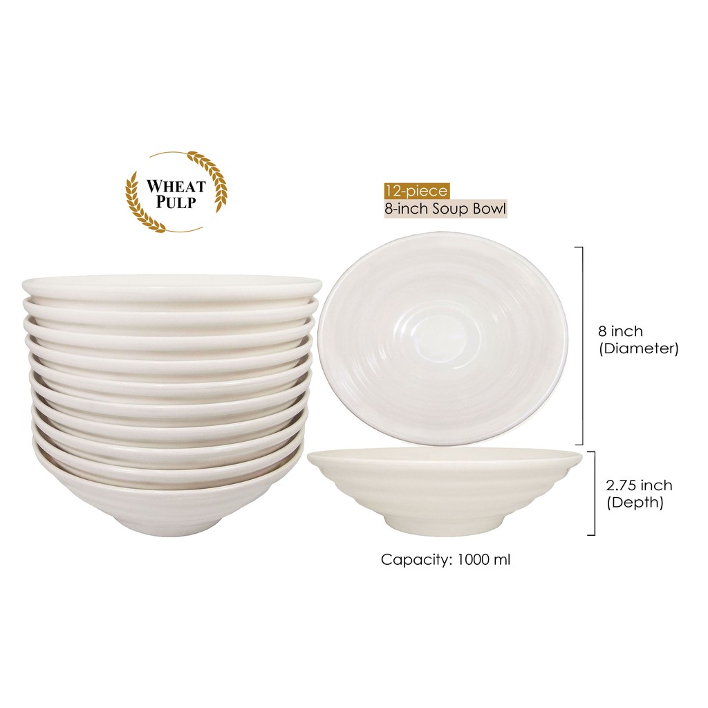 Nipponware 12-piece 8-inch Wheat Pulp Spiral Bowl Set (Mist) | Shopee ...