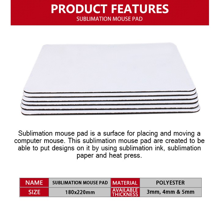 Blanks Sublimation Printable Mouse Pad 18x22cm || 5MM / 3MM | Shopee ...
