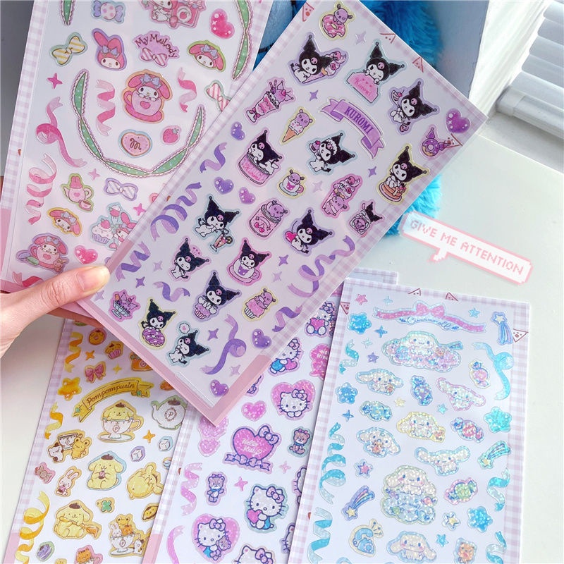 Cartoon Sanrio DIY Stickers Kuromi Girl Heart Cute Laser Sticker Pocket ...