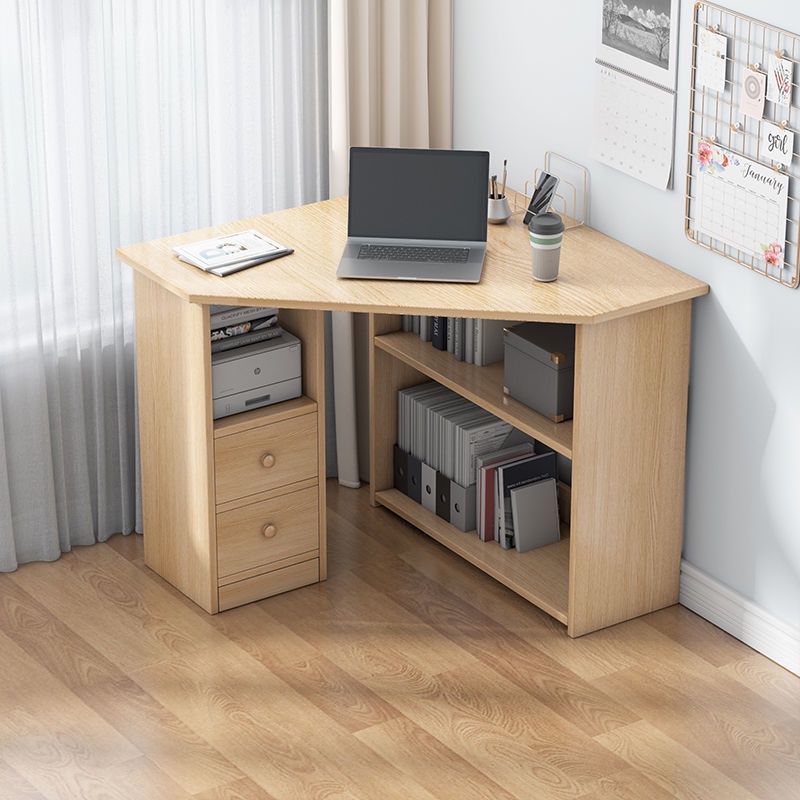Corner study desk bookshelf integrated computer desk bookcase student home corner computer table ...