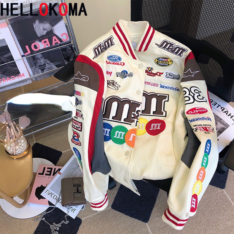 M&m American Retro Embroidery Thin Jacket Autumn Loose Versatile ...