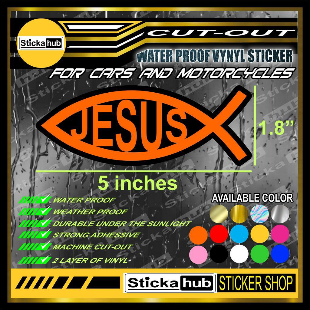 JESUS FISH STICKER FOR CARS AND MOTORCYCLES, JESUS FISH SYMBOL STICKER ...
