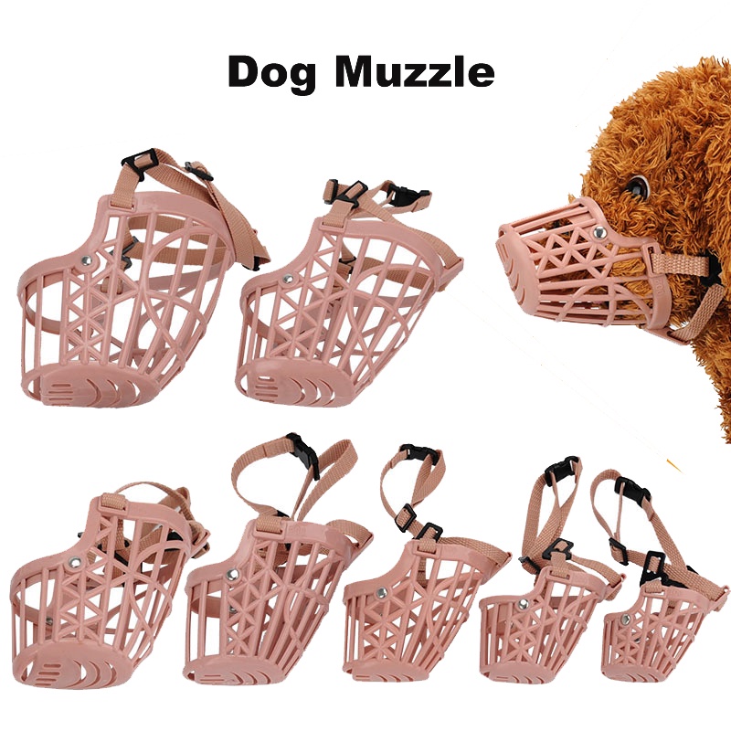 PLASTIC MUZZLE ADJUSTABLE BASKET DESIGN MOUTH COVER FOR DOGS BUSAL ...