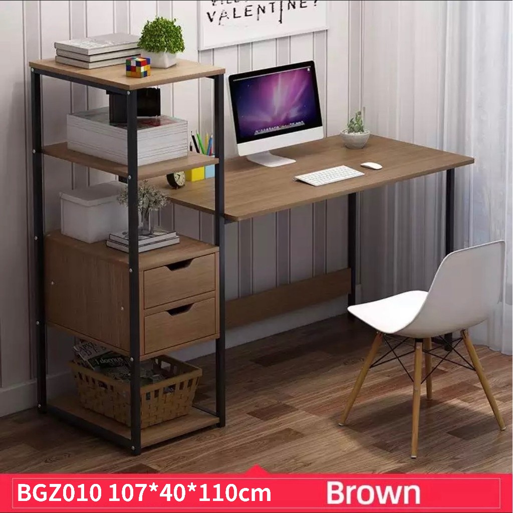 Computer Table With Drawers And Shelves Study Desk With Shelves Office ...