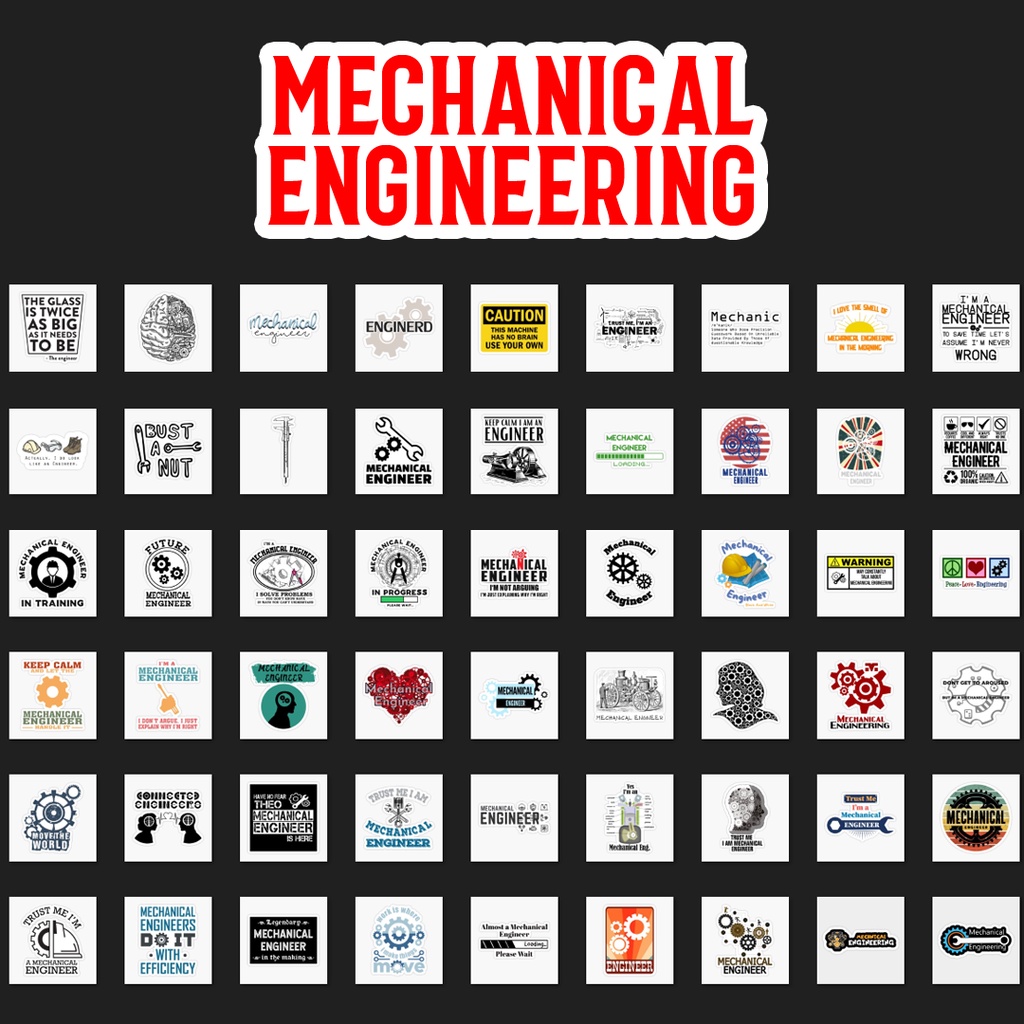 50 pcs. MECHANICAL ENGINEERING stickers | water proof | Future Engineer ...