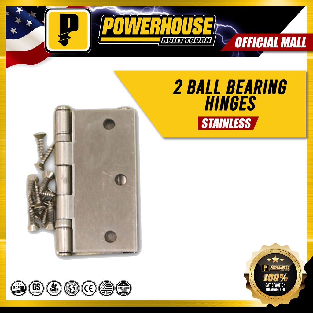 POWERHOUSE Stainless Steel 2 Ball Bearing Door Hinges Heavy Duty SOLD PER PIECE PHDH | Shopee ...
