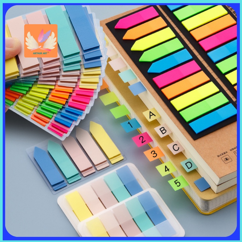 200 Sheets Fluorescent PET Sticky Tabs Creative Student Classification ...