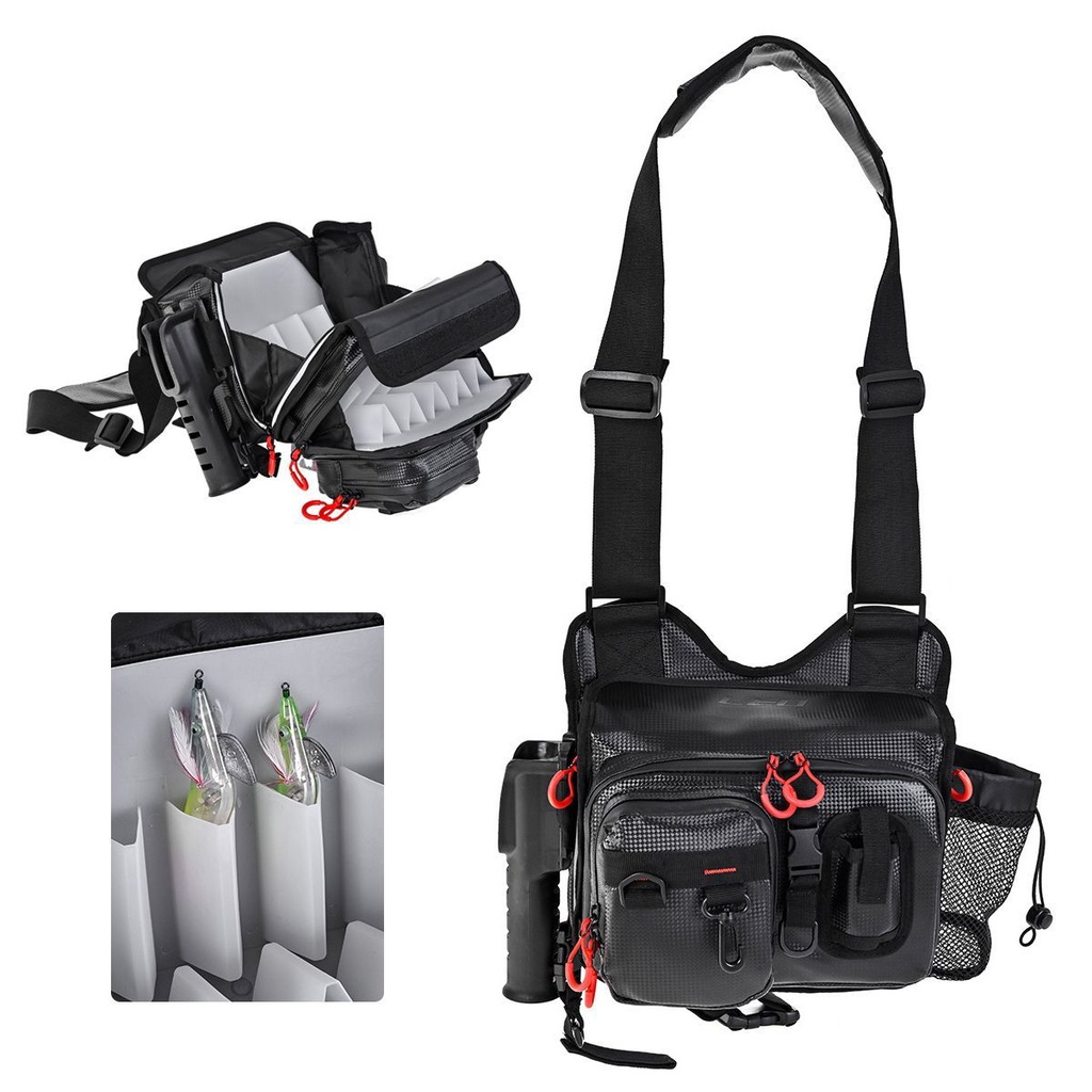 PVC Fishing Bag Built-in 20 Compartments with Fishing Rod Holder ...