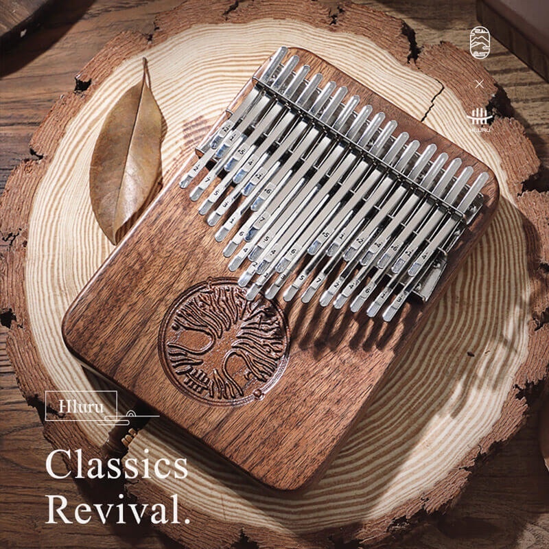 HLURU Tree of Life 34 Key Flat Board Chromatic Kalimba American Black ...