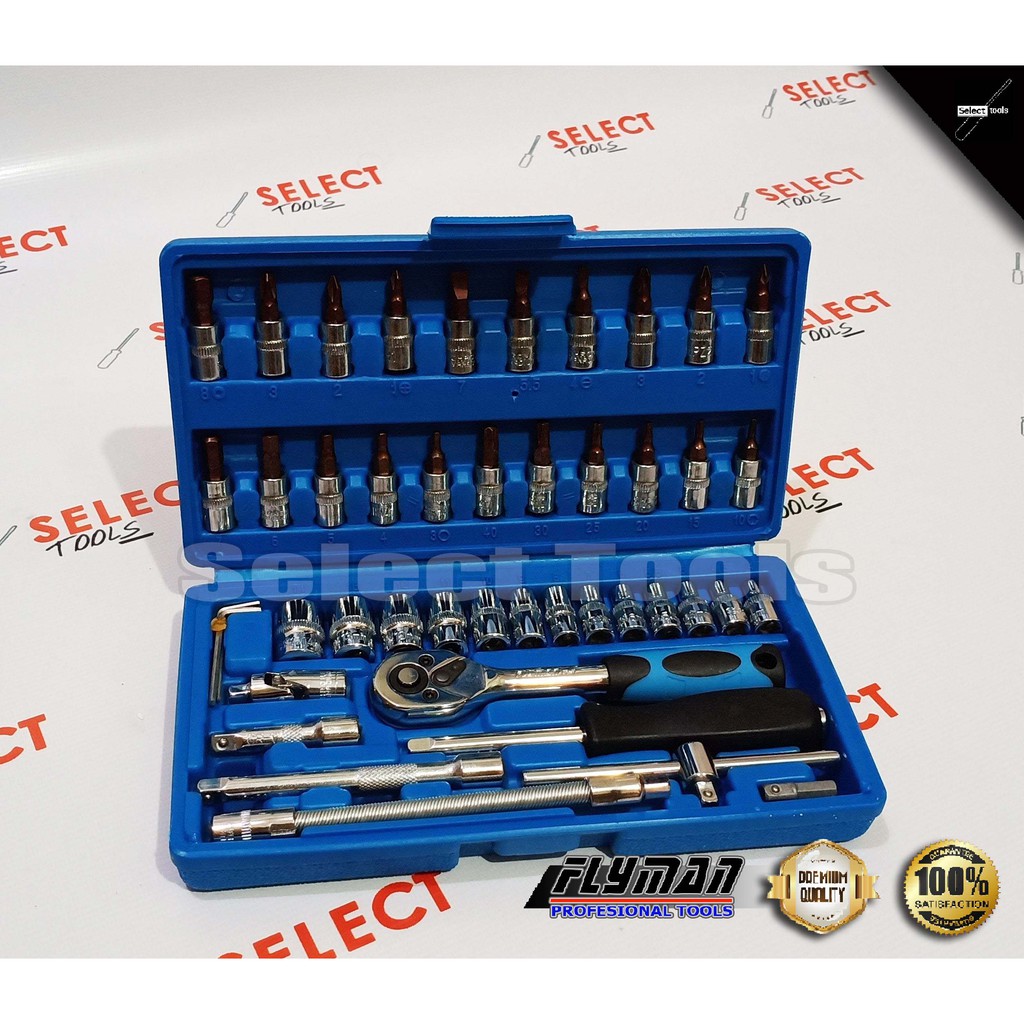FLYMAN 46PCS 1/4 DRIVE SOCKET WRENCH SET (HEX) | Shopee Philippines