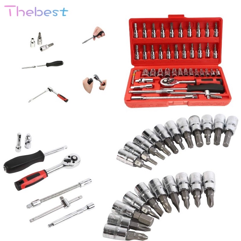Thebest 46pcs Tool Box Car Motorcycle Repair Set Hand Tools Home ...