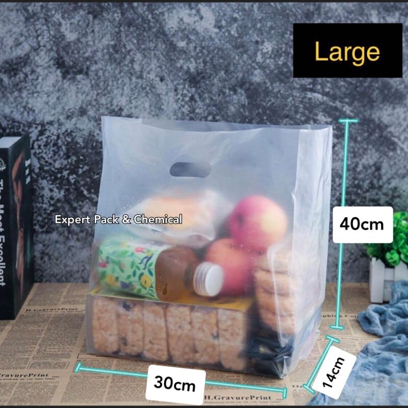 (50pcs) Plastic Handle Bag/ Plastic Punch Hole Bag/ Cake Box Packaging ...