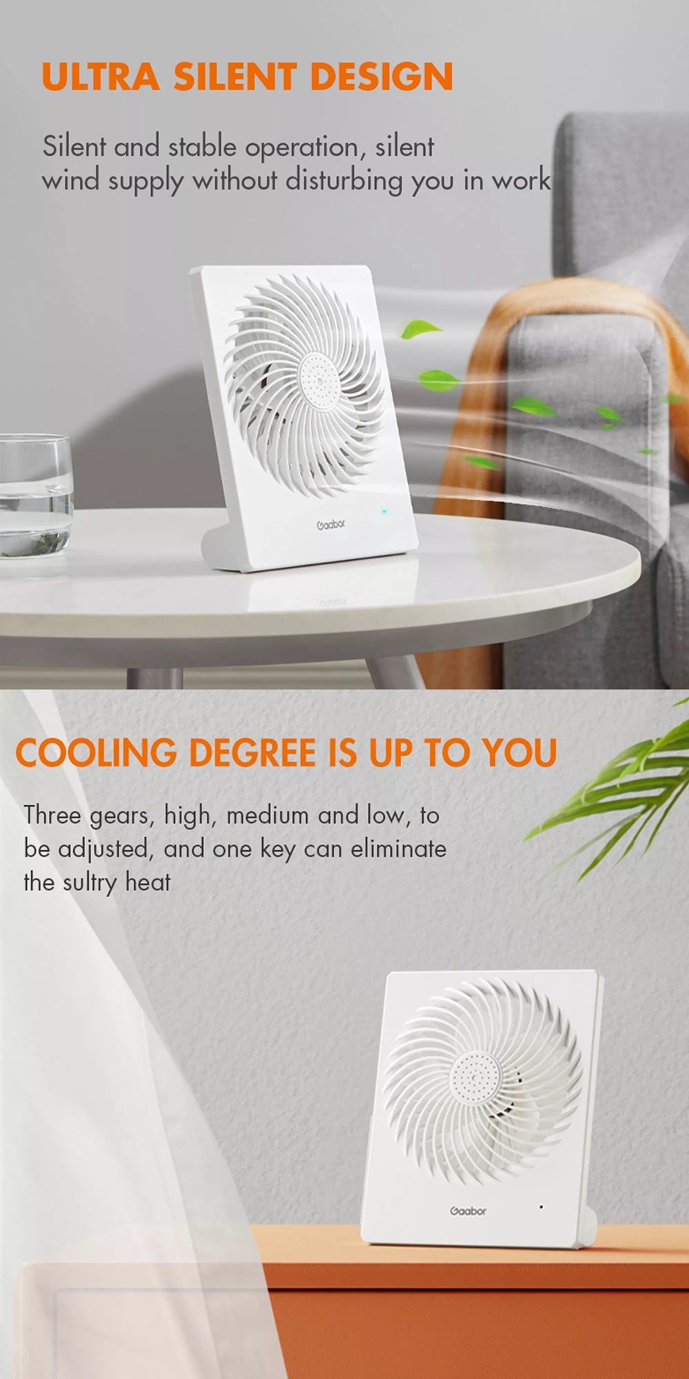 Gaabor GFH-N100A Mini Desk Fan | Electric Portable Cooling | USB ...