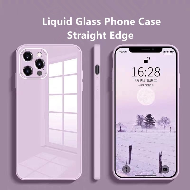 Liquid Silicone Glass Back Phone Case iPhone15 14 13 12 11 Pro Max 13 ...