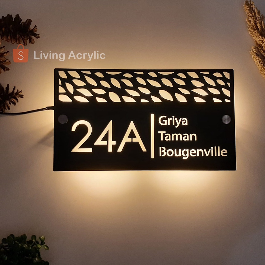 Acrylic House Numbers LED Lights 1 Layer Black Doff LED House Numbers ...