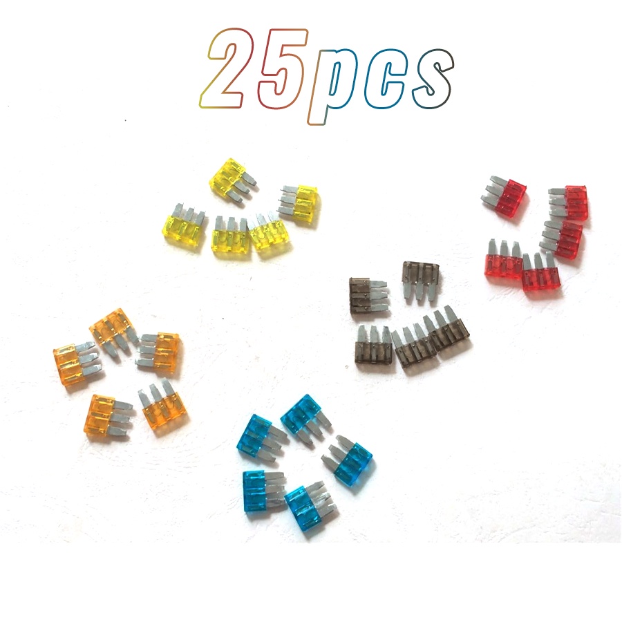 25 Pcs 3 Pins Fuse 5A 7.5A 10A 15A 20A For Ford Focus Mondeo Dodge JEEP ...