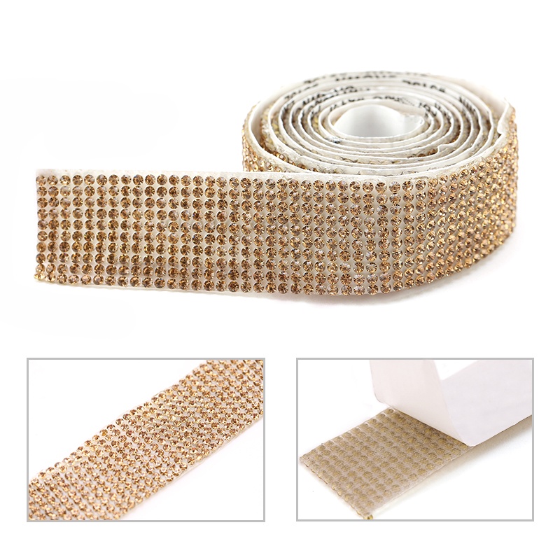 Self-adhesive Rhinestones Trim Glitter Crystal Ribbon Strass Tape Chain ...