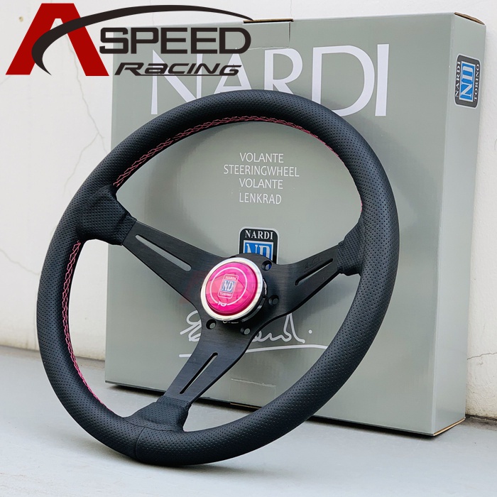 350MM/14inch Nardi Pink Stitching Perforated Leather Racing Car ...