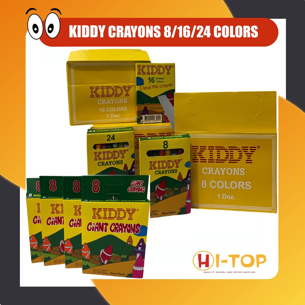 Kiddy Crayons Brilliant Colors 8 16 24 & Giant 8 Crayons Non-Toxic ...