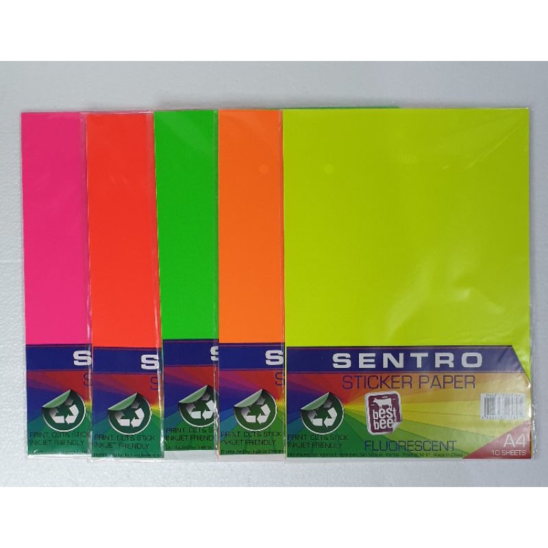 Sentro Fluorescent Sticker Paper A4- 10 Sheets | Shopee Philippines
