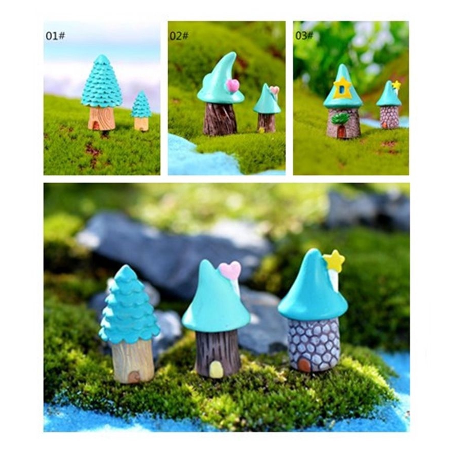 2Pcs/Set Mini Cartoon Tree House/Love Heart Tree House/Star Stone House ...