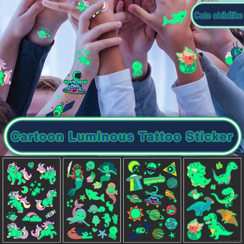 Children Temporary Tattoos Kids Luminous Tattoo Sticker Waterproof Glow ...