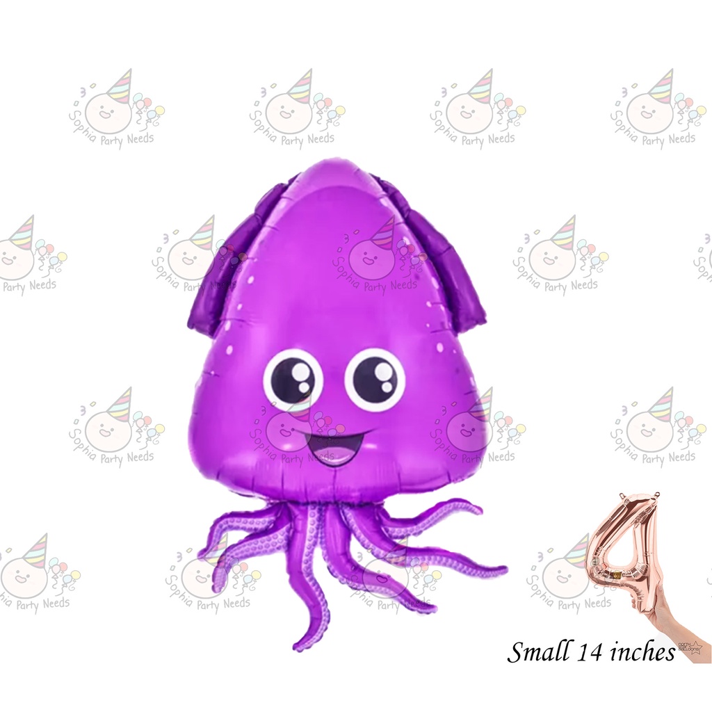 10" MINI Squid Foil Balloon for Under the sea Mermaid Baby Shark Ocean ...
