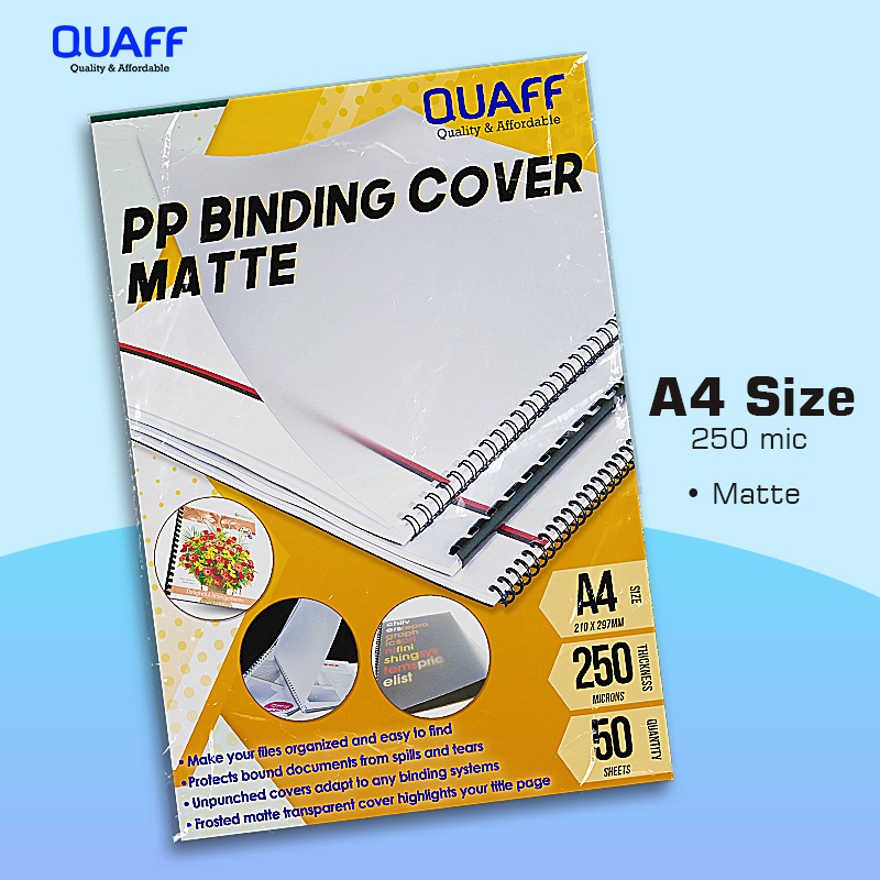 QUAFF PVC Binding Cover Clear & Frosted Matte Short-A4-Long Size ...