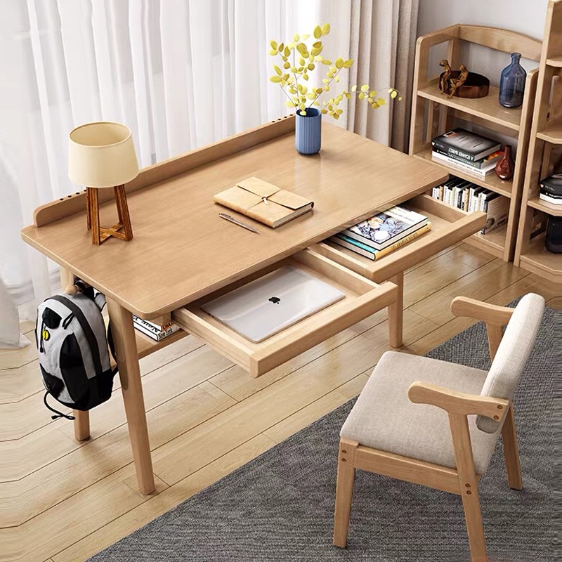 Solid Wood Computer Table Study Desk Home Office Desktop Working Table ...