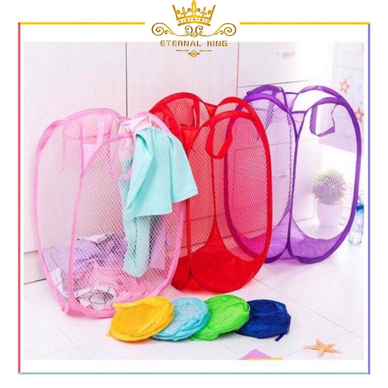 EK⚡️COD Foldable Laundry Basket or Mesh Hamper(Random Color) | Shopee ...