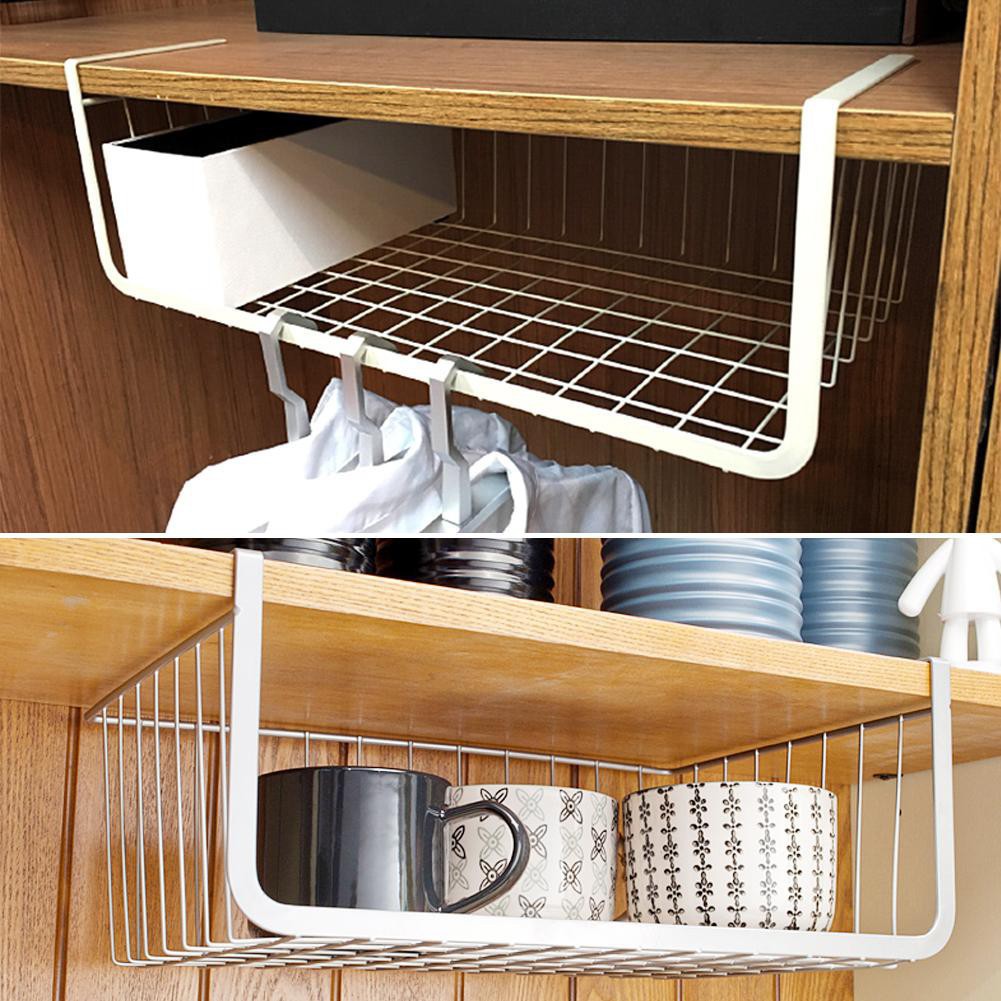 Under Shelf Table Storage Basket Rack Desk Wire Cabinet Hanging Rack ...