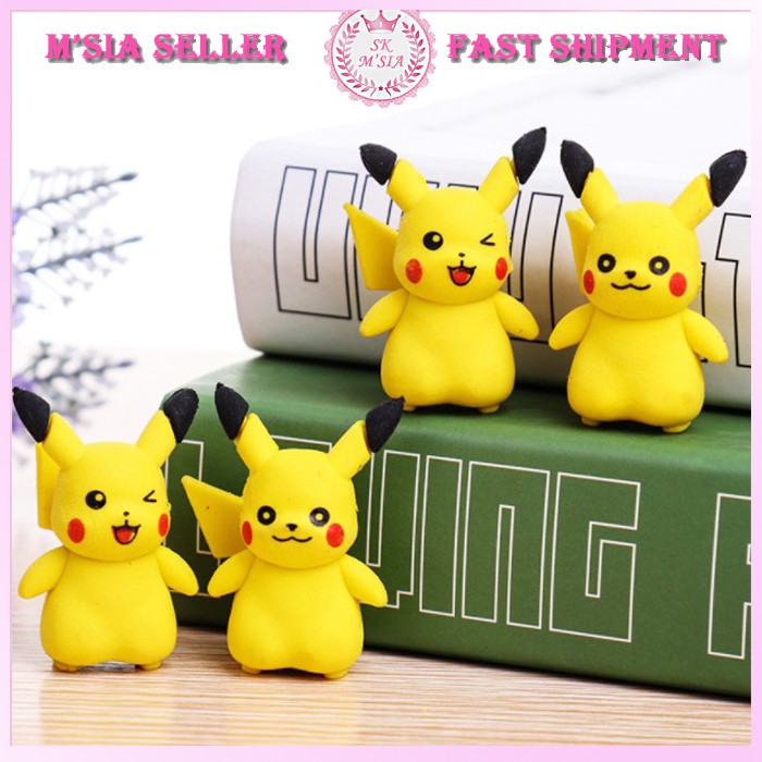 Cute Pikachu Eraser 4cm Tall Pokemon Eraser Collection Erasers | Shopee ...