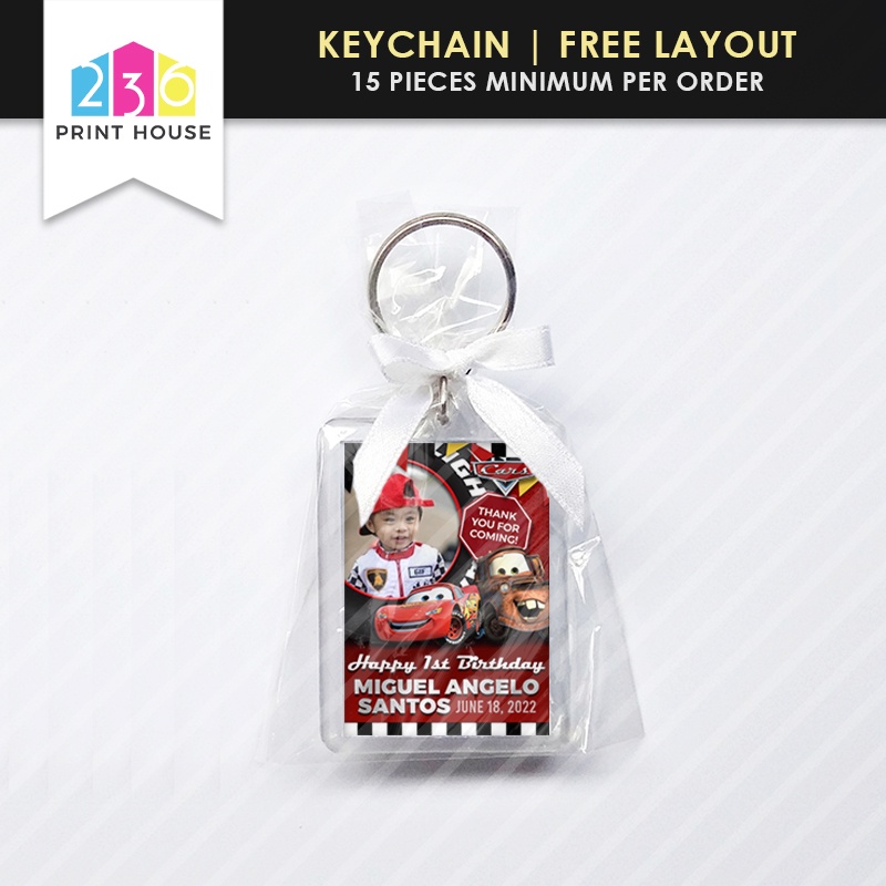 CARS Keychain Souvenir • FREE Layout • Baptism or Birthday Keychain ...