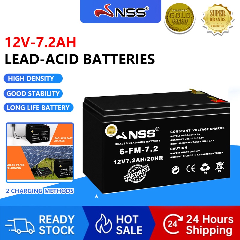 NSS Sealed Lead Acid Battery 12V 7.2AH Solar Battery | Shopee Philippines