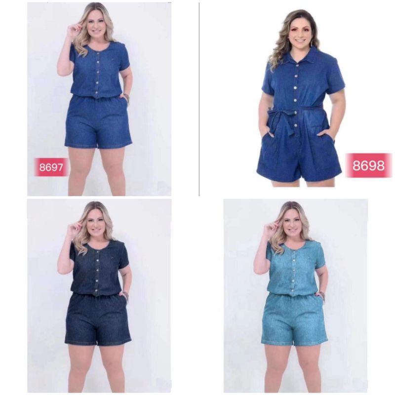8698 & 8697 JUMPSHORT DENIM PLUS SIZE [FIT TO XL] | Shopee Philippines