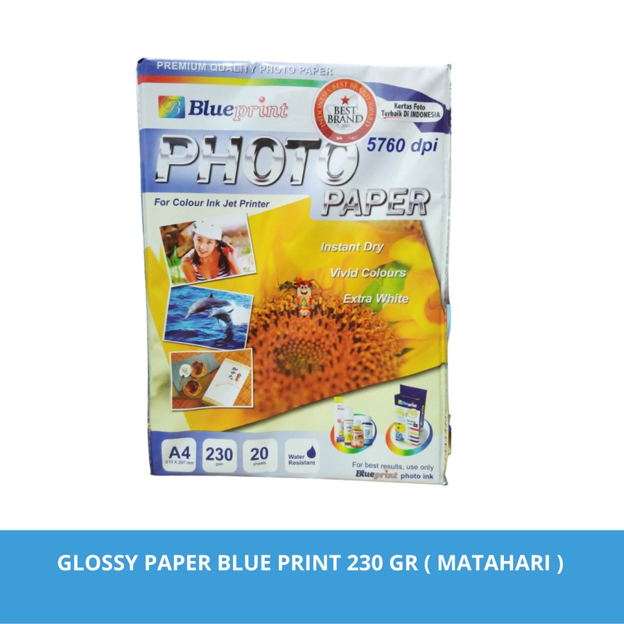 Glossy Photo Paper A4 230 gsm contains 20 sheets of Blueprint Paper ...
