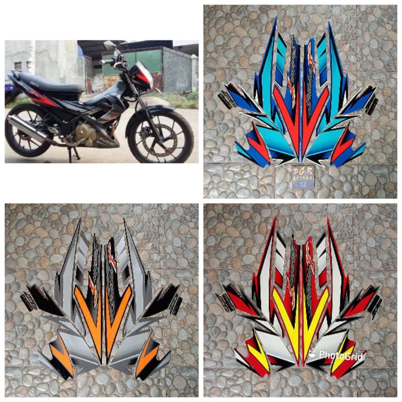 MERAH STICKER STRIPING LIST BODY STANDART MOTORCYCLE SUZUKI SATRIA F ...